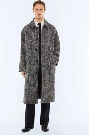 Fursac Manteau droit en laine &agrave; chevrons - Taille L/XL - Homme