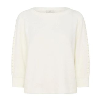 Kaffe Femme, Pulls, Blanc, Taille: 38 FR Pull avec manches perl&eacute;es