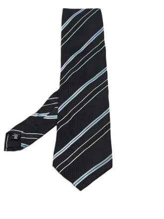 Emporio Armani cravate rayée en soie - Noir