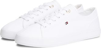 Tommy Hilfiger Plateausneaker TOMMY HILFIGER TH FOXING SNEAKER CANVAS, Damen, Gr. 36, wei&szlig;, Textil, unifarben, Basic, Schuhe Plateausneaker, Freizeitschuh, Halbschuh