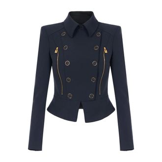 Elisabetta Franchi Jacke aus doppellagigem Stretch-Cr&ecirc;pe - - Jackets - Damen - Schwarzk - L