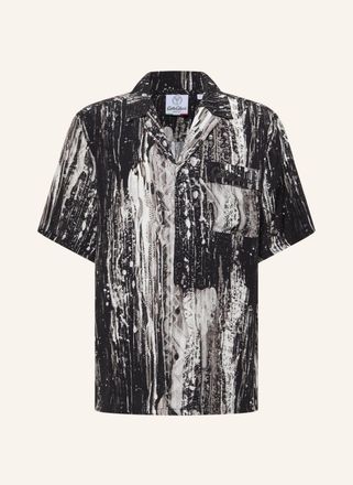 Carlo Colucci Carlo Colucci Bedrucktes Hemd - Ai Drip Knit Fasoli schwarz