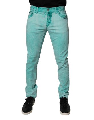 Dolce & Gabbana Green Tie Dye Cotton Skinny Men Denim Jeans Elastane Clothing