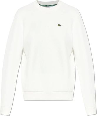 Lacoste Femme, Sweatshirts et sweats &agrave; capuche, Blanc, Taille: 36 FR SweaT-shirt &agrave; col ras du cou en piqu&eacute; coupe d&eacute;contract&eacute;e