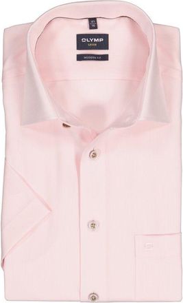 Olymp Herren Kurzarmhemd rosa Baumwolle