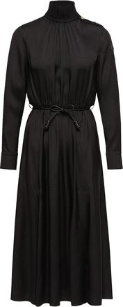 Moncler Moncler Robe Longue En Cuir Avec Logo, Femme, Noir, Taille: 38