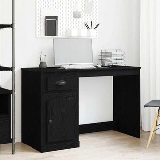 vidaXL Vidaxl - Bureau avec porte Ch&ecirc;ne noir 50 x 115 x 75 cm Bois ding&eacute;nierie