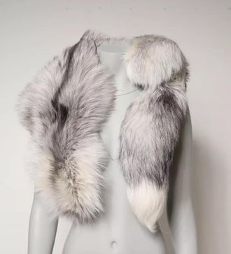 Dolce & Gabbana Wei&szlig;er Fuchs-Fell Halstuch W&auml;rmer Winter Schal