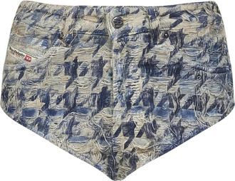 Diesel Zerrissene Denim-Shorts mit Hahnentrittmuster - - Shorts - Damen - Blau - W26