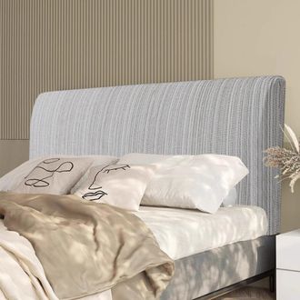 Generic Leinen Bettkopfteil Bezug Full Queen King Verdickt BBB Staubdichter Schutzh&uuml;lle Dekorbezug Asche Cal King:68-74