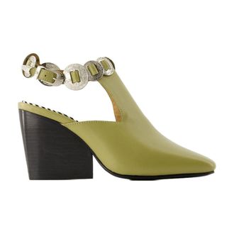 Toga Archives Womens Ornamental Buckle Boot Khaki Leather