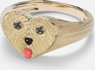 Yvonne Léon Yvonne Léon Pinky Ring Coeur Toutou Mini aus 9kt Gelbgold mit Edelsteinen