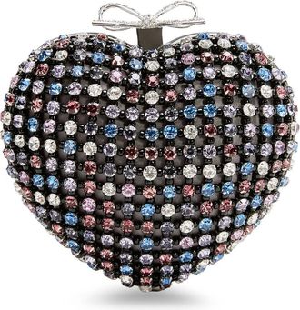 Self Portrait Femme, Sacs, Multicolore, Taille: ONE Size Crystal Heart Clutch