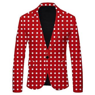 Generic Blazer de Loisirs Pour Homme - Coupe Droite et Ajust&eacute;e - Veste Sportive Moderne - Pour Mariage et Hiver - X01 Rouge, XXL