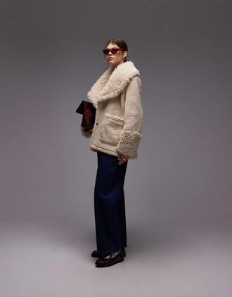 Emory Park Manteau en imitation peau de mouton - Taupe-Blanc