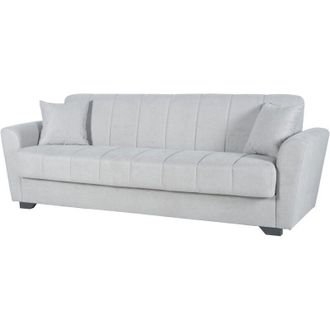 Dmora Schlafsofa 3-Sitzer Ribera, Stauraum, Click-clack-&Ouml;ffnung, Waschbar, 225x83 cm Hellgrau