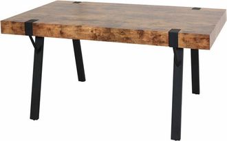 Hhg Neuwertig] Esstisch HHG 741, Tisch K&uuml;chentisch Esszimmertisch, Industrial Metall 150x90cm dunkle Wildeiche
