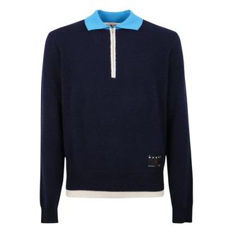 Marni Pull col polo en cachemire - Homme - Tops - Bleu - Taille: XL