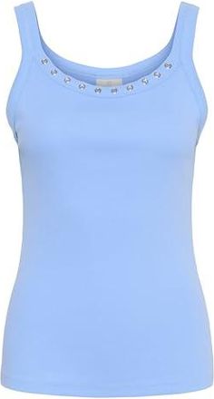 Kaffe Womens Tank Top Round Neck Slim Fit Jersey Top Eyelets Sleeveless