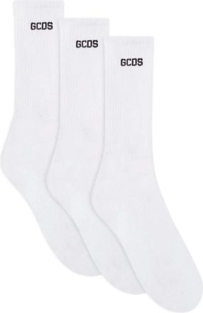 GCDS Gcds, unisex, Sous-v&ecirc;tements, Blanc, Taille: S Logo Socks (3-Pack)