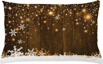 Abakuhaus Weihnachten Kissenbezug, Holz und Schneeflocken, Digitaldruck Waschbar Farbfester Kopfkissenhülle Reißverschluß Beidseitiger Druck, 65 x 40 cm, Weiß B