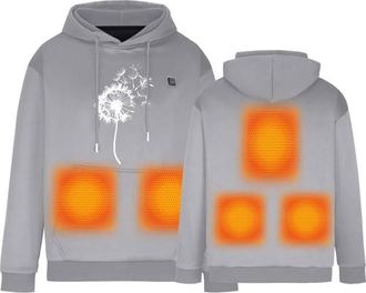 Generic Sweat &agrave; capuche d&eacute;contract&eacute; unisexe avec 5 chauffages USB pour la Saint-Valentin 2026, gris, 5XL