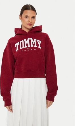 Tommy Jeans Sweatshirt Varsity DW0DW19291 Rot Relaxed Fit