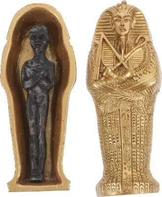 Yarnow &Auml;gyptischer Sarg Mit Mumienhandmalerei Dekorative Harz-Skulptur 3.54 Zoll Alt&auml;gyptisches Artefakt F&uuml;r Halloween Und Wohnaccessoires