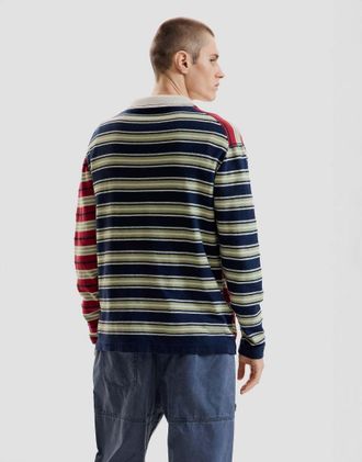 Desigual Pull ray&eacute; - Bleu-Bleu marine