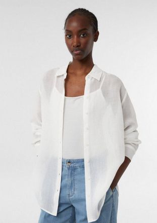 Comma Langarmbluse Bluse Semitransparente Ramie-Bluse in Oversize