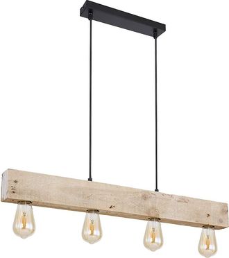 Globo Lighting H&auml;ngeleuchte Holz schwarze Textilkabel dunkelbraun schwarz matt
