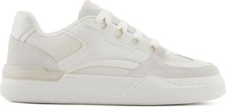 A|X Armani Exchange baskets en daim &agrave; logo emboss&eacute; - Blanc