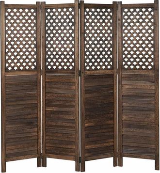 Hhg jamais utilisé] Paravent 914, paroi de séparation, protection visuelle, ornaments 170 x 161 cm, brun