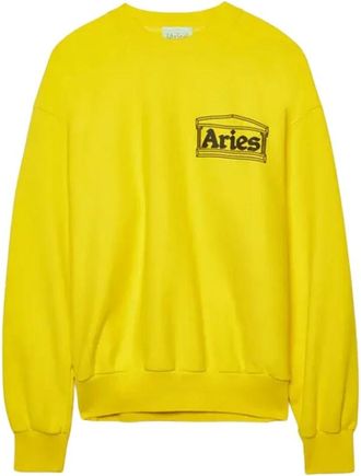 Aries Homme, Sweatshirts et sweats &agrave; capuche, Jaune, Taille: L Star 20000 Classic Temple SweaT-shirt