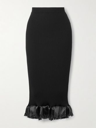 FFORME Riley Rock Aus Einer Gerippten Wollmischung Mit Satinbesatz - Schwarz