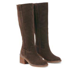 La Redoute Collections Bottes &Agrave; Talon Large En Cuir Su&eacute;d&eacute;