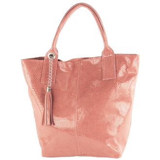 modamoda.de T248 - Ital. Shopper Large mit Innentasche aus Leder, Farbe:Altrosa
