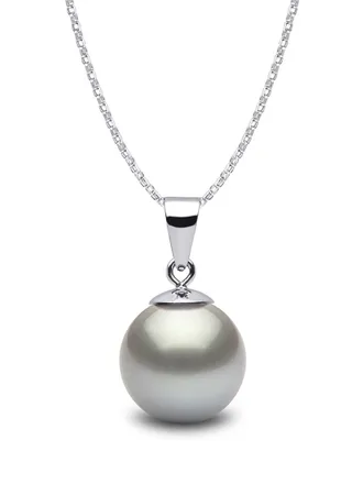 Yoko London collier Classic 9 mm en or blanc 18ct à perle de Tahiti - Argent