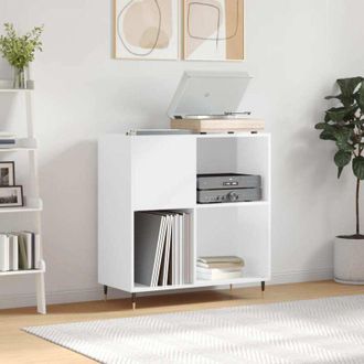 vidaXL Armoire &agrave; disques blanc brillant 84,5x38x89cm bois ding&eacute;nierie