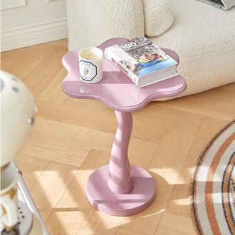 Generic Blumenförmiger Sofa-Beistelltisch - Kleiner Beistelltisch Aus Holz Mit Tablettplatte, Eleganter Runder Couchtisch Mit Säulenakzent for Wohnzimmer, Sch