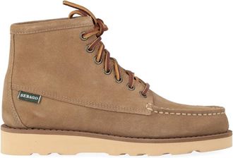 Sebago Femme, Chaussures, Beige, Taille: 37 1/2 EU Bottes Beige en Daim Mi-Montantes Zig-Zag