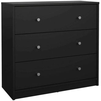 Dmora Commode Alert, 3 Tiroirs, Ouverture Coulissante, 30,1x72,4x68,3h cm Noir