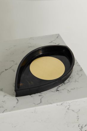 L'OBJET + Kelly Behun Wide Eye Tablett Aus Harz Mit Muscheln Und Detail Aus Messing - Schwarz