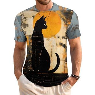Generic T-shirt &agrave; manches courtes et col rond pour homme - Imprim&eacute; animal chaton - T-shirt graphique basique - V&ecirc;tements d&eacute;t&eacute; tendance - V&ecirc;tements quotidiens 
