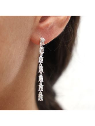 Dkeniz Dkeniz Ohrhänger 925/- Sterling Silber rhodiniert Glänzend 5cm Zirkonia Weiß