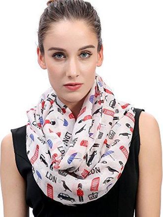 Lina & Lily écharpe tube imprimé Londres Royaume-Uni (Blanc)