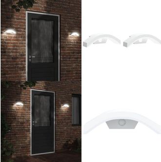 vidaXL Vidaxl - LED-Au&szlig;enwandleuchten mit Sensor 2 Stk. Wei&szlig; Aludruckguss - LED-Lampe - Au&szlig;enleuchte - Wandleuchte - Bewegungsmelder - Sensoreinrichtung
