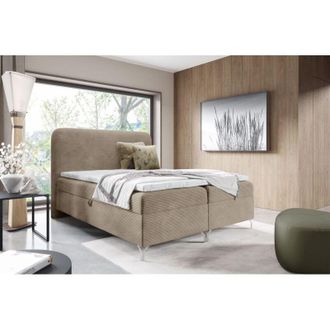 Fun M&ouml;bel Boxspringbett Schlafzimmerbett EMILIO 200x200cm in Stoff Poso Beige