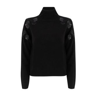 Ermanno Scervino Lang&auml;rmeliger Rollkragenpullover - - Knitwear - Damen - Schwarzk - S