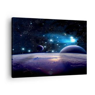 Arttor Bilder auf Leinwand Kosmos Planet Leinwandbild mit Rahmen 70x50cm Wandbilder Dekoration Wohnzimmer Schlafzimmer Küche Deko Klein Wanddeko Bild Wand Ku